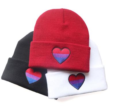 China COMMON Warm Hat Ski Hop Outdoor Caps Unisex Winter Beanie Men Women Knit Hat Heart Embroidery Skullies for sale