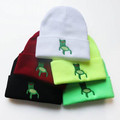 China Cartoon Embroidery COMMON Beanie Men Women Teens Knit Warm Hat Ski Hop Outdoor Caps Unisex Winter Hat Skullies for sale