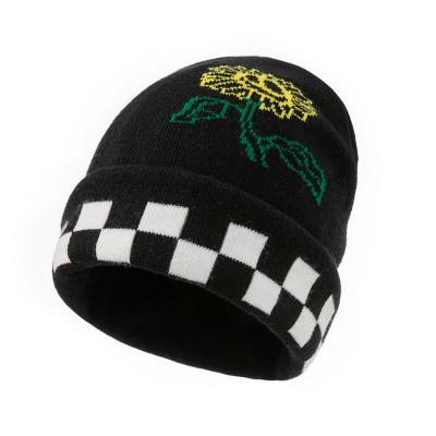 China 2021 COMMON Wholesale Woolen Black Slouchy Warm Hat Color Embroidery Beanies Cold Knitting Hat For Kids for sale