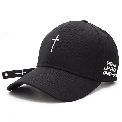 China Black JOINT Embroidery Letter Snapback Hat Cap Cotton Cross Peaked Cross Baseball Cap Gorras Belt Men Women Hat for sale