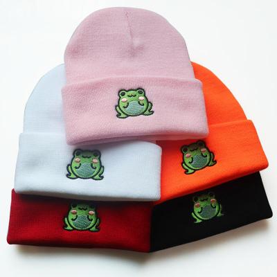 China COMMON Warm Hat Ski Hop Outdoor Caps Unisex Winter Beanie Men Women Knit Hat Froggy Chair Embroidery Skullies for sale