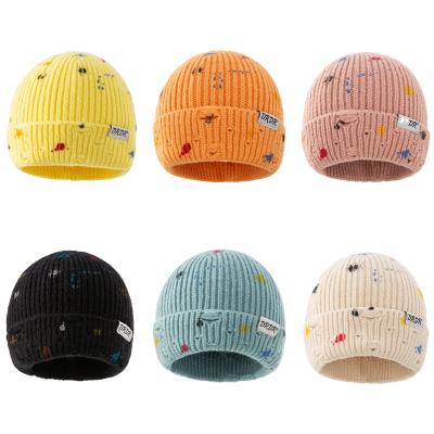 China Cute Logo Label Kids Hat Free Warm Merino Wool Dot Knitted Kids Beanies Skullies Kids COMMON Custom Hats Winter for sale