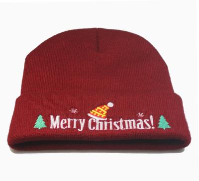 China 2021New Christmas COMMON Embroidery Winter Hat Women Men Beanies Hat Warm Solid Knitted Skullies Slouchy Hat for sale