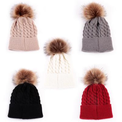China COMMON Unisex Custom Pompom Beanie Ski Hat Babies Cotton Children Baby Logo Pom Kids Beanie Knit Hat Winter OEM for sale
