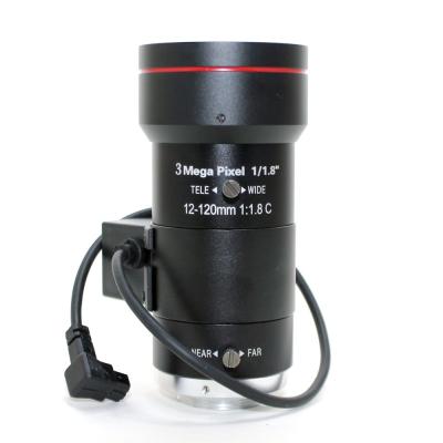 China Machine vision telephoto 12-120mm industrial lens 1/1.8 inch HD Auto iris FA zoom low distortion C-port CCTV lens for sale