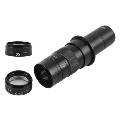 China 0.7-4.5x Adjustable 5-360X Magnification C mount lens 0.5X/2.0X Barlow Auxiliary Lens For Industry Microscope Camera for sale