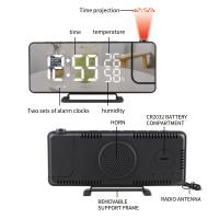 China Student Desktop Room Thermometer LED Projection Alarm Clock With Makeup Mirror for sale