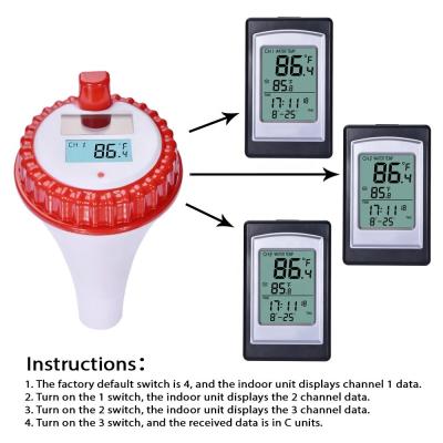 China ±1.0°C Temperature Accuracy Wireless Solar Digital Pool Thermometer In Red And Silver for sale