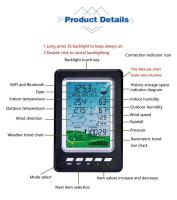 China Professional Wireless Weather Station With Color LCD Screen And Indoor/Outdoor Sensor for sale