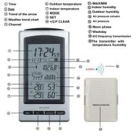 China Wireless Weather Station With Temperature Barometric Humidity Alarm Clock And Forecast for sale