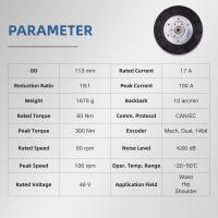China ZBDynamiX ZPA100-20-18-D High-Torque Planetary Joint Actuator 300 Nm Peak 18:1 Ratio 48V for sale