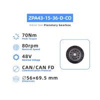 China ZBDynamiX ZPA43-15-36-D-CO Integrated Planetary Joint Actuator 70 Nm Peak Torque 36:1 Ratio OD56 mm for sale