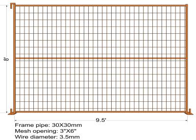 China 6ftx10ft Galvanized Powder Coated 3MM Temp Security Fencing for sale