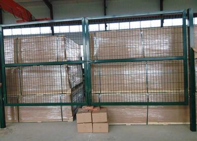 China Powder Coated Green Welded Double Metal Garden Fence Gate 2-8m Width 1-2.4m Height RAL 6007 for sale