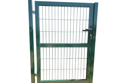 China 40x40mm Green PVC Coated Wrought Iron Side Gate with 4-6mm Wire Mesh and Safety Lock for sale