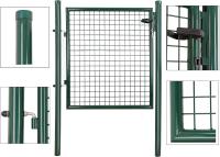 China PVC Coated Round Post Metal Garden Fence Gate 1.8x1m Single Door Iron Gate for sale