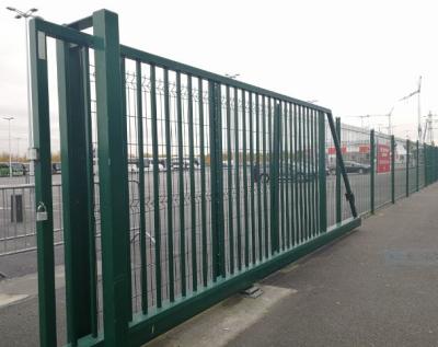 China Green Powder Coated 6ft Sliding Mesh Iron Fence Gate for Garden Security for sale