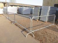 China American Powder Coated or Galvanized Crowd Control Barrier - 6.5' to 8.5' Lengths with 36'' to 60'' Heights for sale
