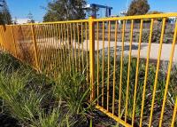 China Flatten Top Powder Coating Tubular Metal Fence 1.8m Height 3 Rails for sale