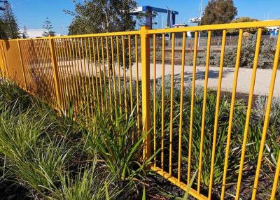 China Flatten Top Powder Coating Tubular Metal Fence 1.8m Height 3 Rails for sale
