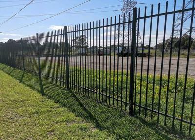 China Galvanized Steel Fence Panel 1.8x2.4m with Black Spear Top - 10 Year Warranty, Custom Sizes Available for sale