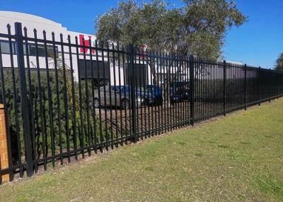 China Galvanized Steel Fence Panel 7ft Width Powder Coated Black Spear Top Picket Tubular Fence for sale