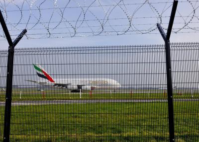 China 2400mm Height Round Post Airport Security Fencing with Razor Barbed Wire Anti-Climb Protection 60mm Profile for sale