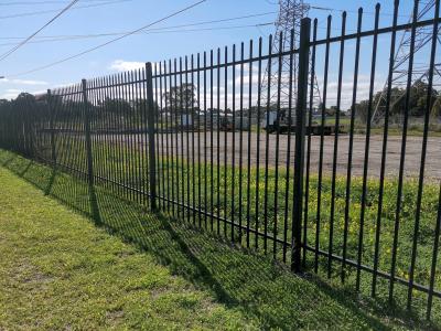 China Steel Tubular Fencing Panel 1.5m High Bow Top Powder Coated Security Railings for sale
