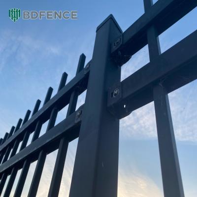 China Galvanized Steel Tubular Fence Panel 2000mm Width 1800mm Height Powder Coated Black Picket Fence for sale