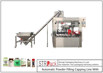 China Automatic Powder Filling Capping Line With Auger Dosing Filler For Bottles Jars for sale