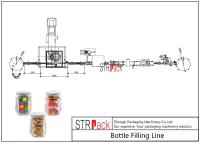 China Granule Weighing Candy Filling Machine Line With Induction Cap Sealing Machine for sale