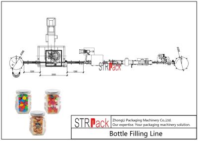 China Granule Weighing Candy Filling Machine Line With Induction Cap Sealing Machine for sale