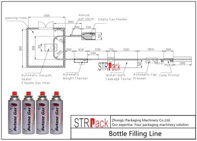 China Cooking Gas Production Bottle Filling Line With Aerosol Can Weight Checking Machine for sale