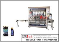 China Automatic Piston Glass Bottle Filling Machine 6 Heads 1 Liter for Blueberry Jam for sale