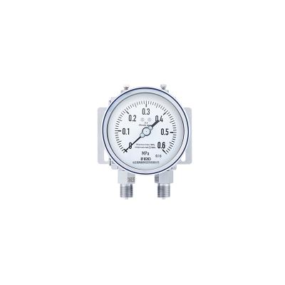 China Dual Port Differential Pressure Gauge 0-100kPa Stainless Steel with Bracket for sale