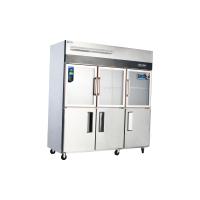 China Commercial Kitchen Six-Door Glass Cooler with Stainless Steel Refrigerator Solutions for sale