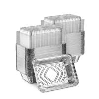 China Tin Foil Dishes Pan Aluminium Foil Container Tray With Plastic Lid for sale