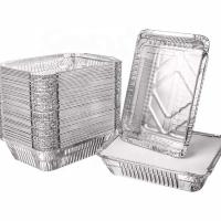 China Tin Foil Dishes Pan Aluminium Foil Container Tray With Plastic Lid for sale