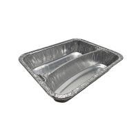 China 2 Compartment Aluminum Foil Container With Llid Capacity 750ml Serving Pan for sale