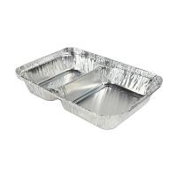 China 2 Compartment Aluminum Foil Container With Llid Capacity 750ml Serving Pan for sale