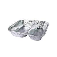 China 2 Compartment Aluminum Foil Container With Llid Capacity 750ml Serving Pan for sale