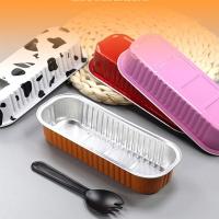 China 7oz Smooth Wall Foil Cake Cup Disposable Baking Tray Rectangular Aluminum Foil Container for sale