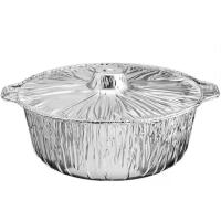 China Disposable Round Aluminum Foil Pot Heavy Duty Foil Cooking Pot with Foiled Cover for sale