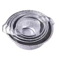 China Disposable Round Aluminum Foil Pot Heavy Duty Foil Cooking Pot with Foiled Cover for sale