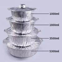 China Disposable Round Aluminum Foil Pot Heavy Duty Foil Cooking Pot with Foiled Cover for sale
