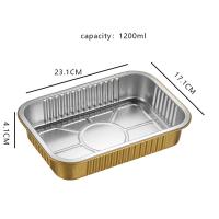 China Gold Smooth Wall Heat Seal Lid Takeaway Foil Food Containers With Plastic Cover for sale