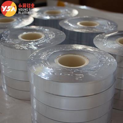 China 5-50mm Width Single Side Sliver Color AL+PET Laminating Film For Cable Shielding for sale
