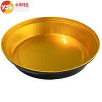 China 230ml Black And Gold Heat Seal Foil Pans​ Disposable Round Pan With Lid for sale