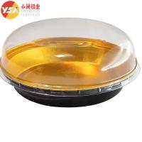 China 230ml Black And Gold Heat Seal Foil Pans​ Disposable Round Pan With Lid for sale