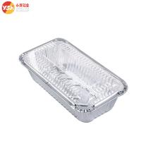 China No 6A Recyclable Aluminum Foil Mini Loaf Pan 670ml Disposable Foil Tray Aluminum Foil Food Container with Plastic Lid for sale